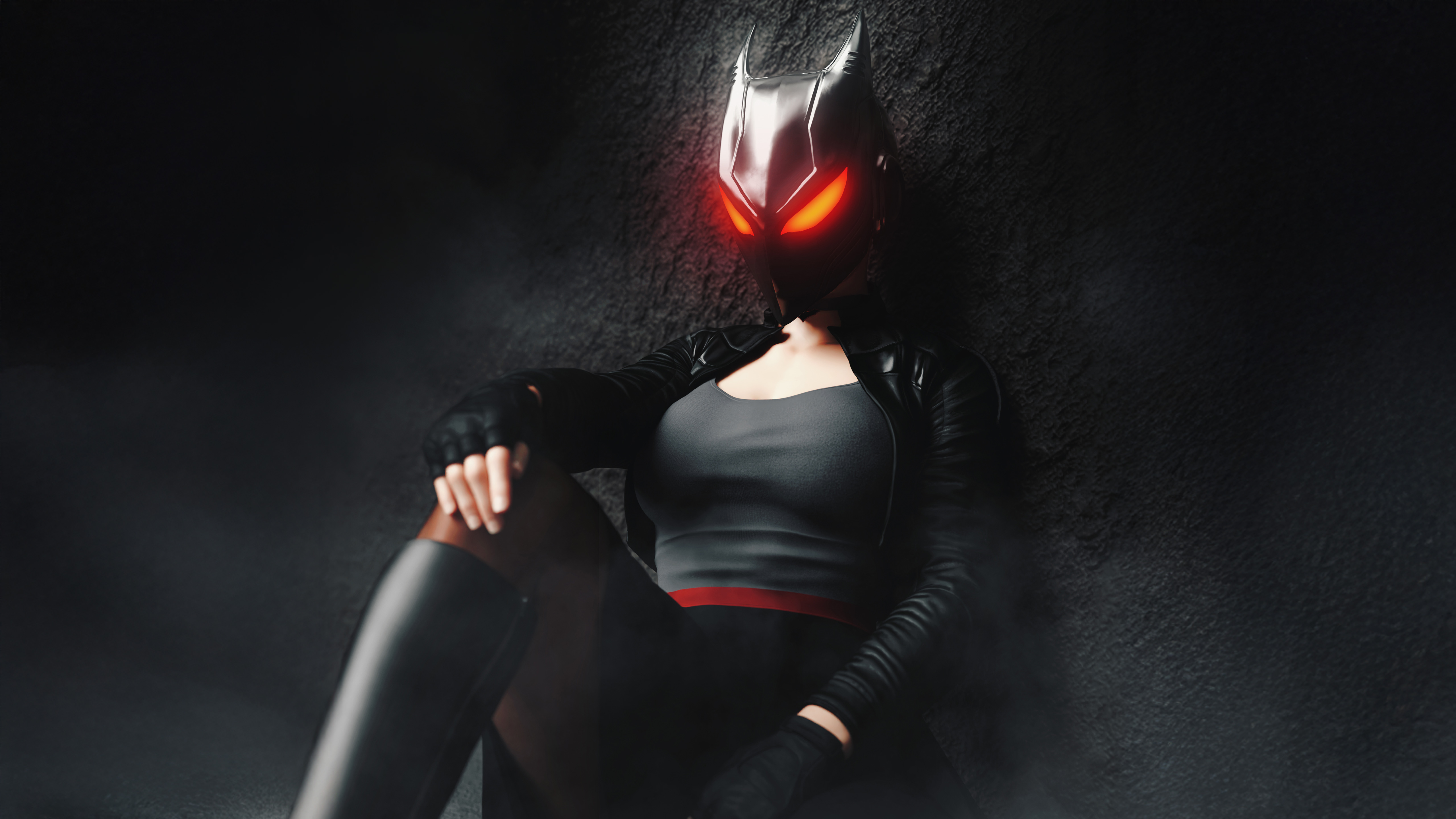 Mysterious Masked Girl With Glowing Red Eyes And Mask Wallpaper,HD ...