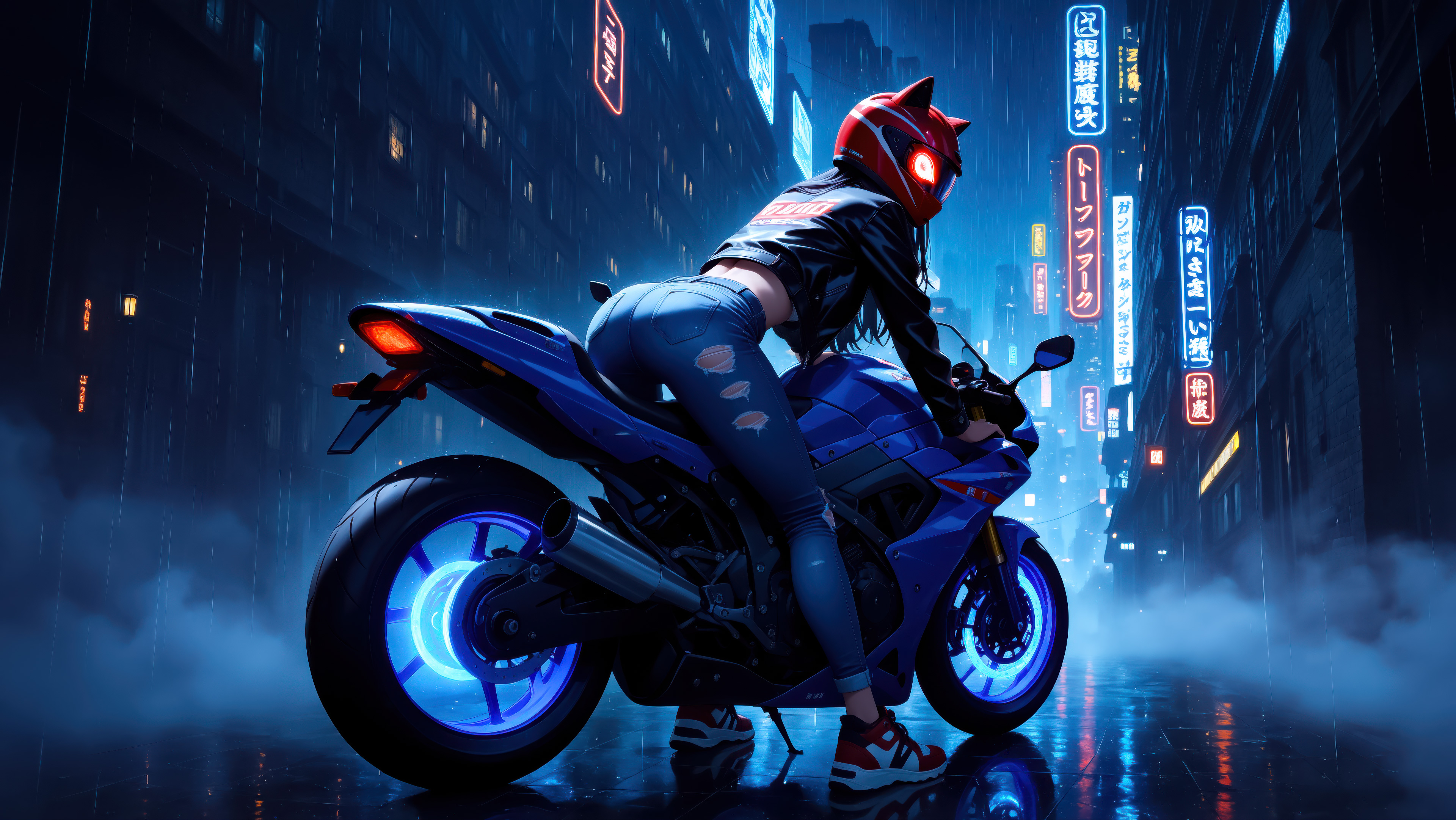 Neon Cyberpunk Bike Girl Raw And Powerful Wallpaper,HD Artist ...