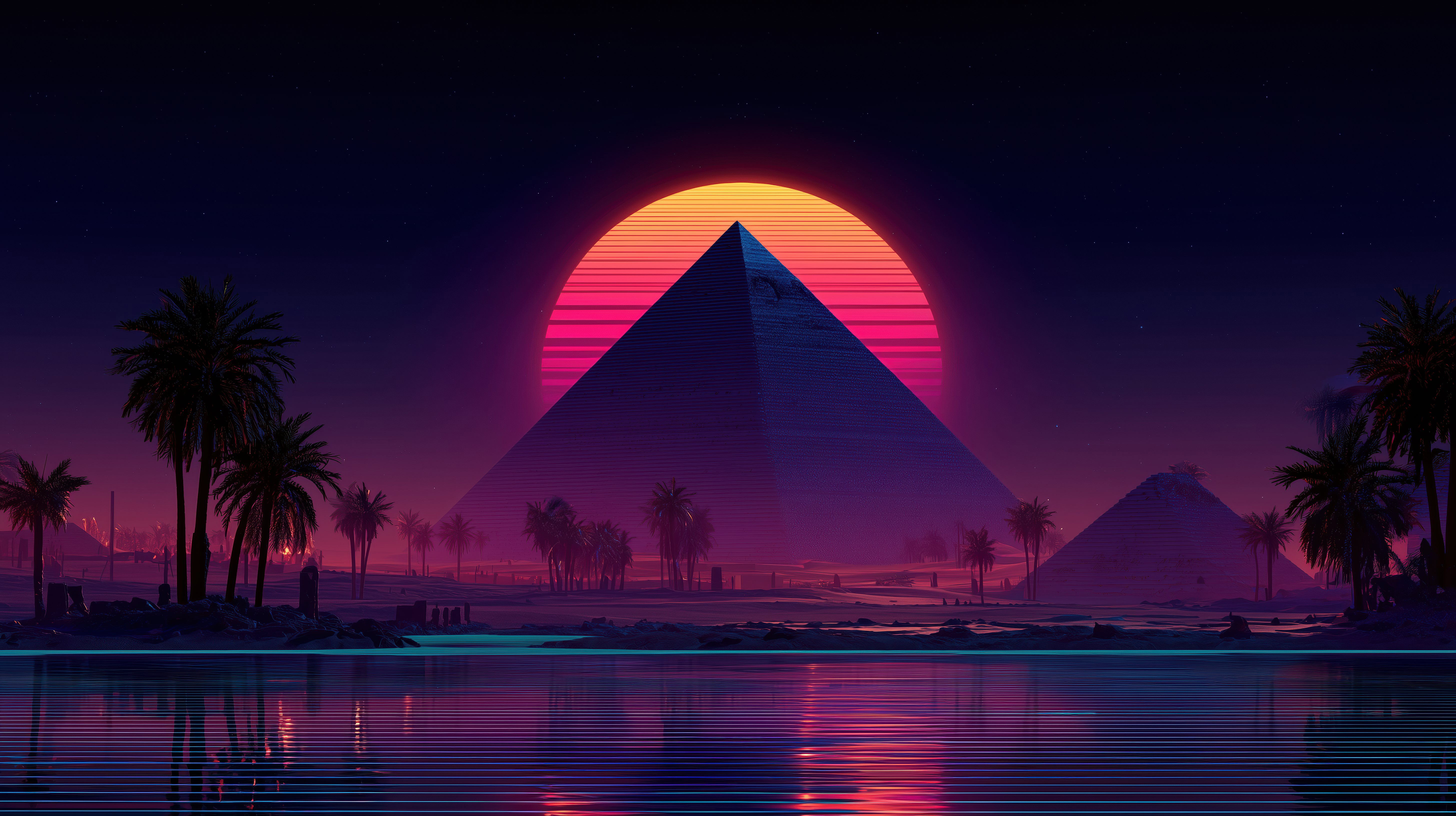 2560x1440 Neon Pyramid Synthwave Dreams 1440P Resolution ,HD 4k ...