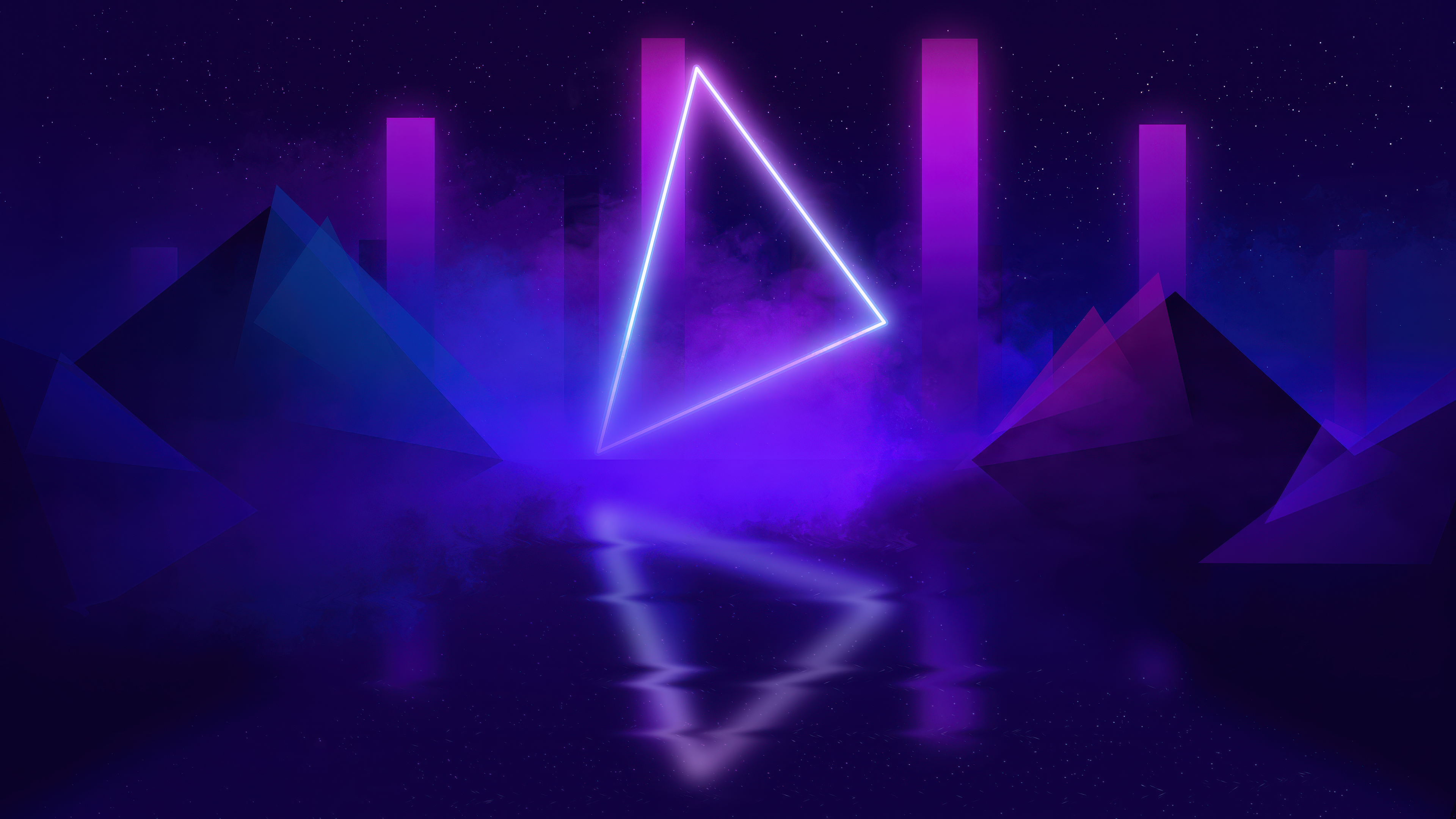 1080x2280 Neon Triangle With Geometric Shapes One Plus 6,Huawei p20 ...