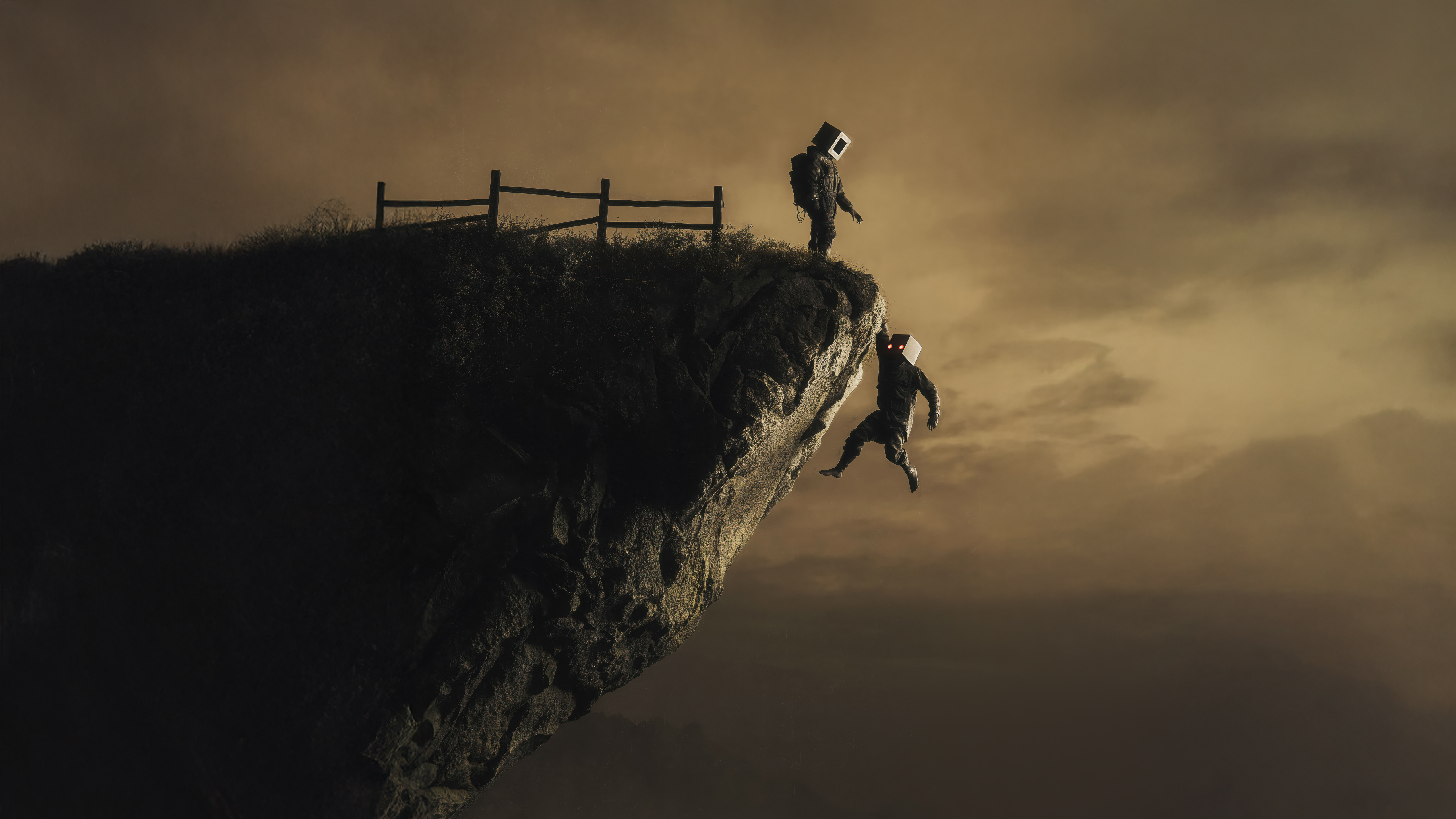 On The Cliff Saving Friend Wallpaper,HD Artist Wallpapers,4k Wallpapers ...