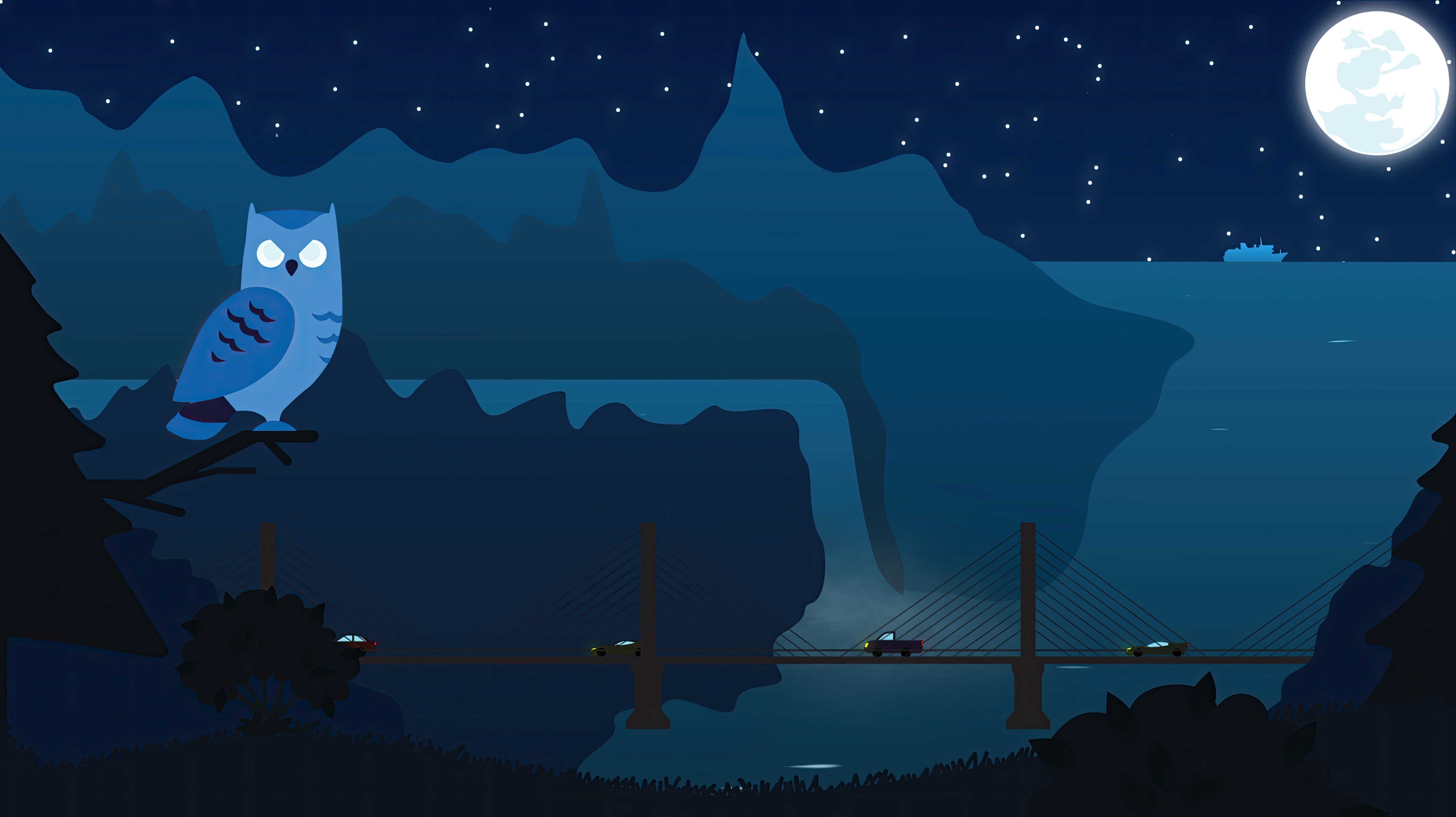 Owl Minimal Night Wallpaper,HD Artist Wallpapers,4k Wallpapers,Images ...