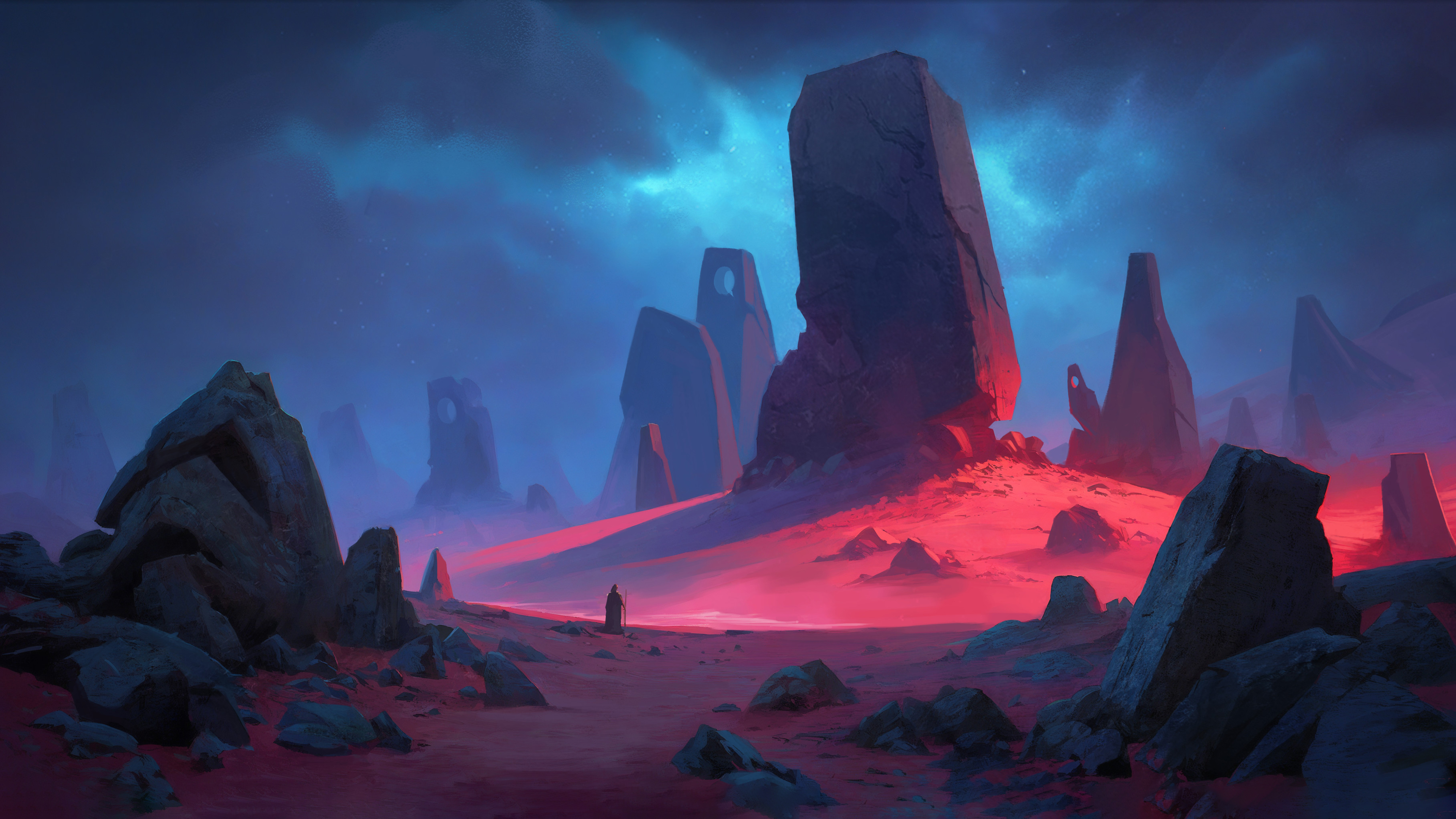 Red Desert Landscape Rock Structures Wallpaper,HD Artist Wallpapers,4k ...