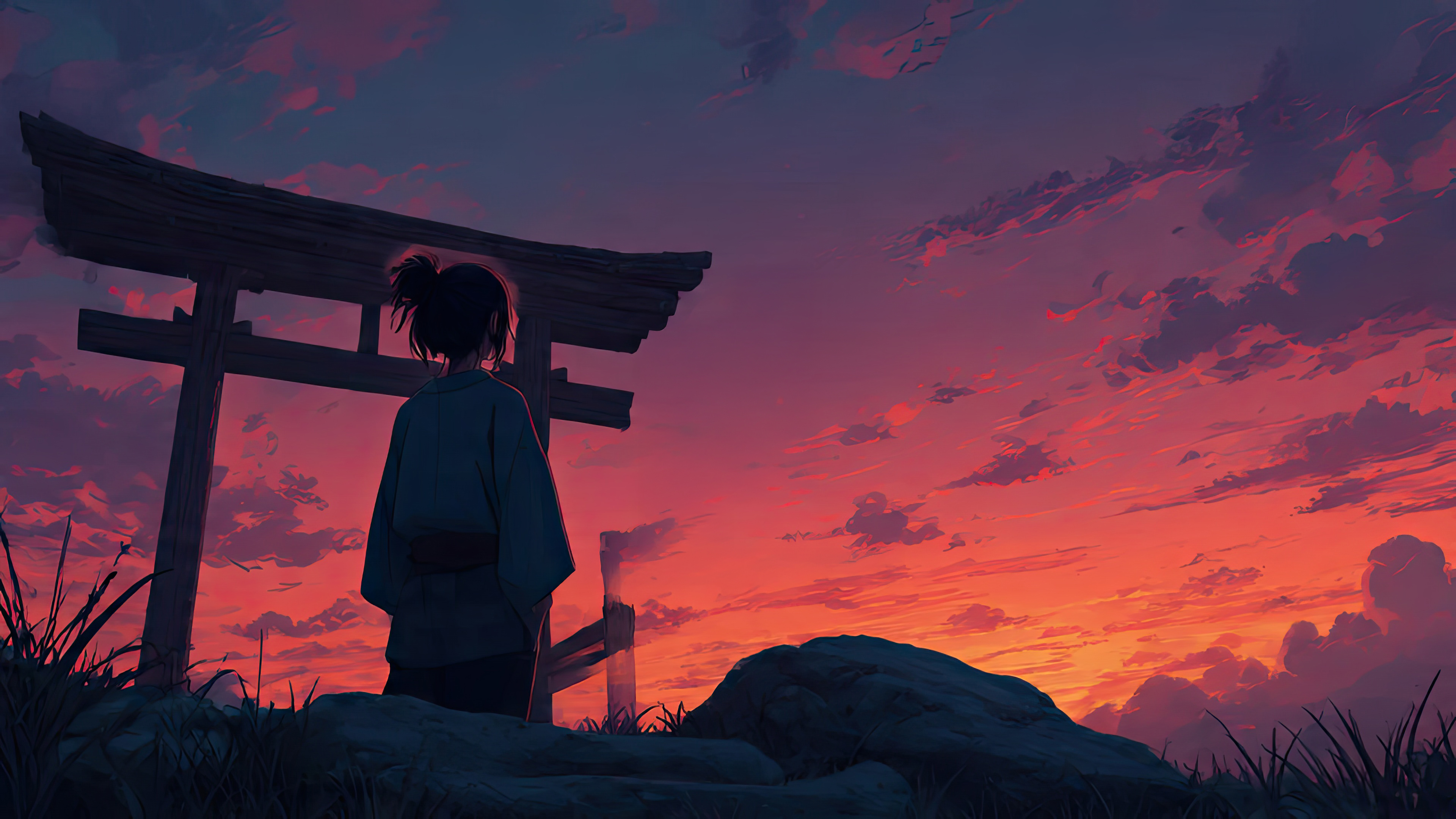 1920x1080 Samurai Girl At Torii Gate Laptop Full HD 1080P ,HD 4k ...