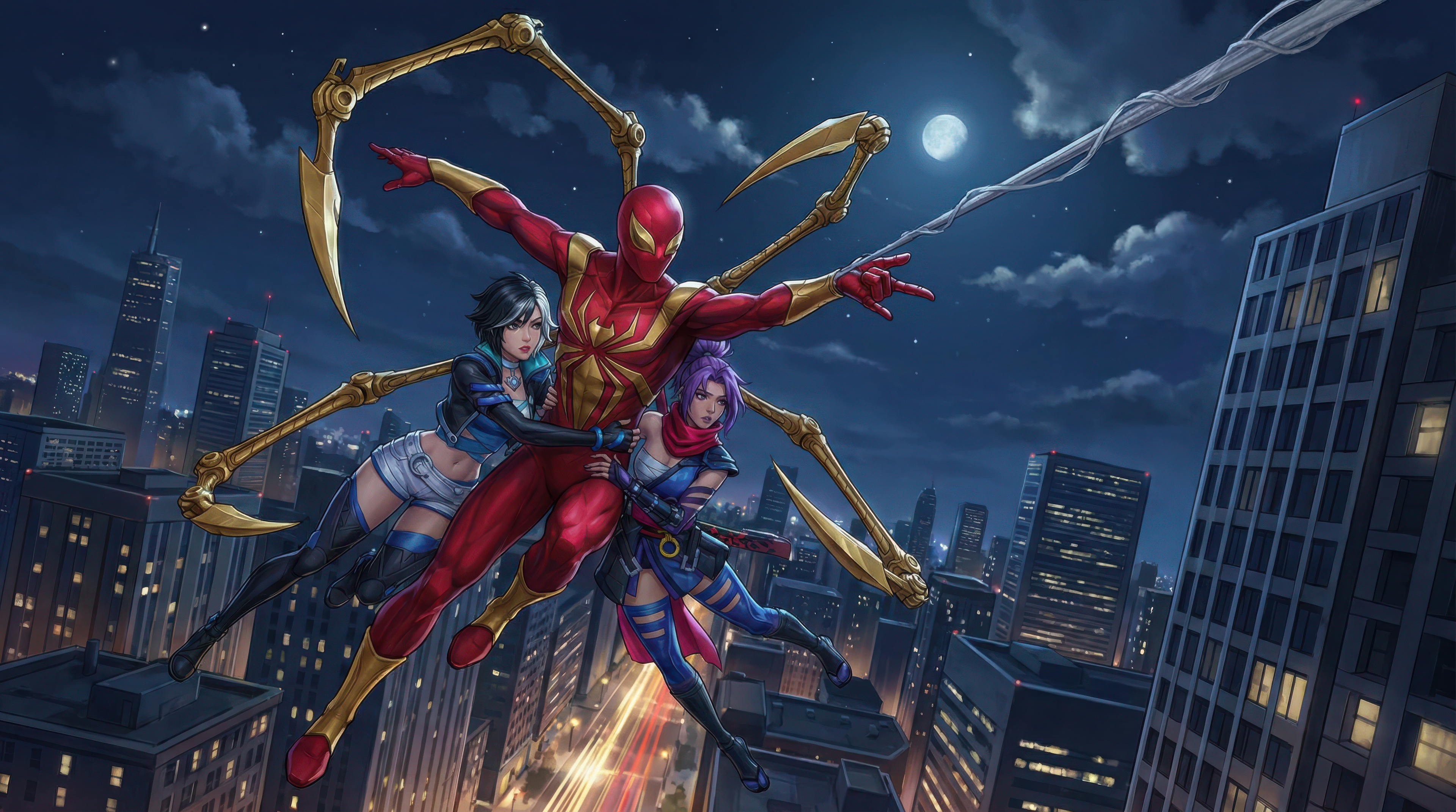 Scarlet Spider Web Swinging Through The Sky Wallpaper,HD Superheroes ...