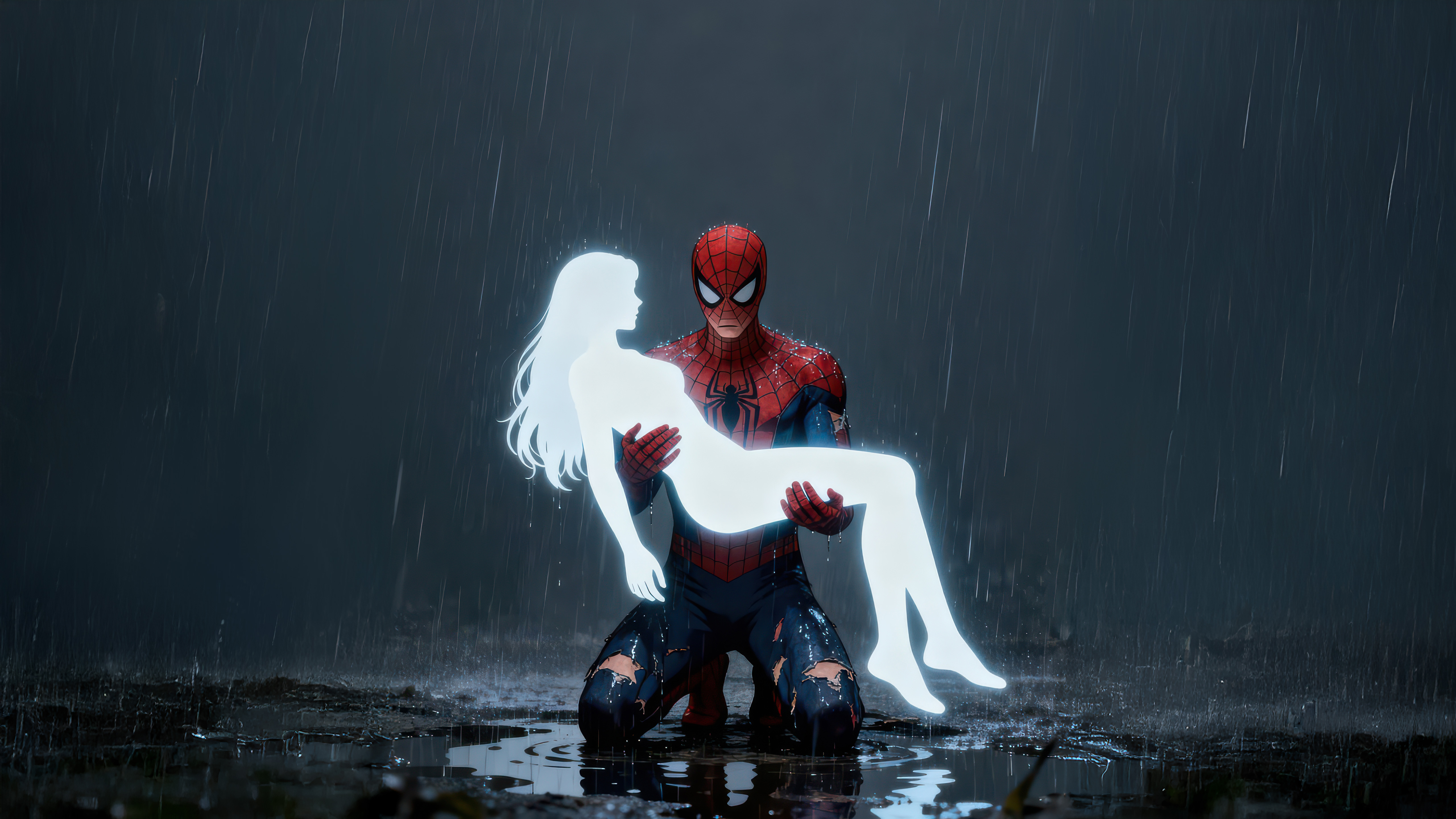 Spider Man Mourning In The Rain Wallpaper,HD Superheroes Wallpapers,4k ...
