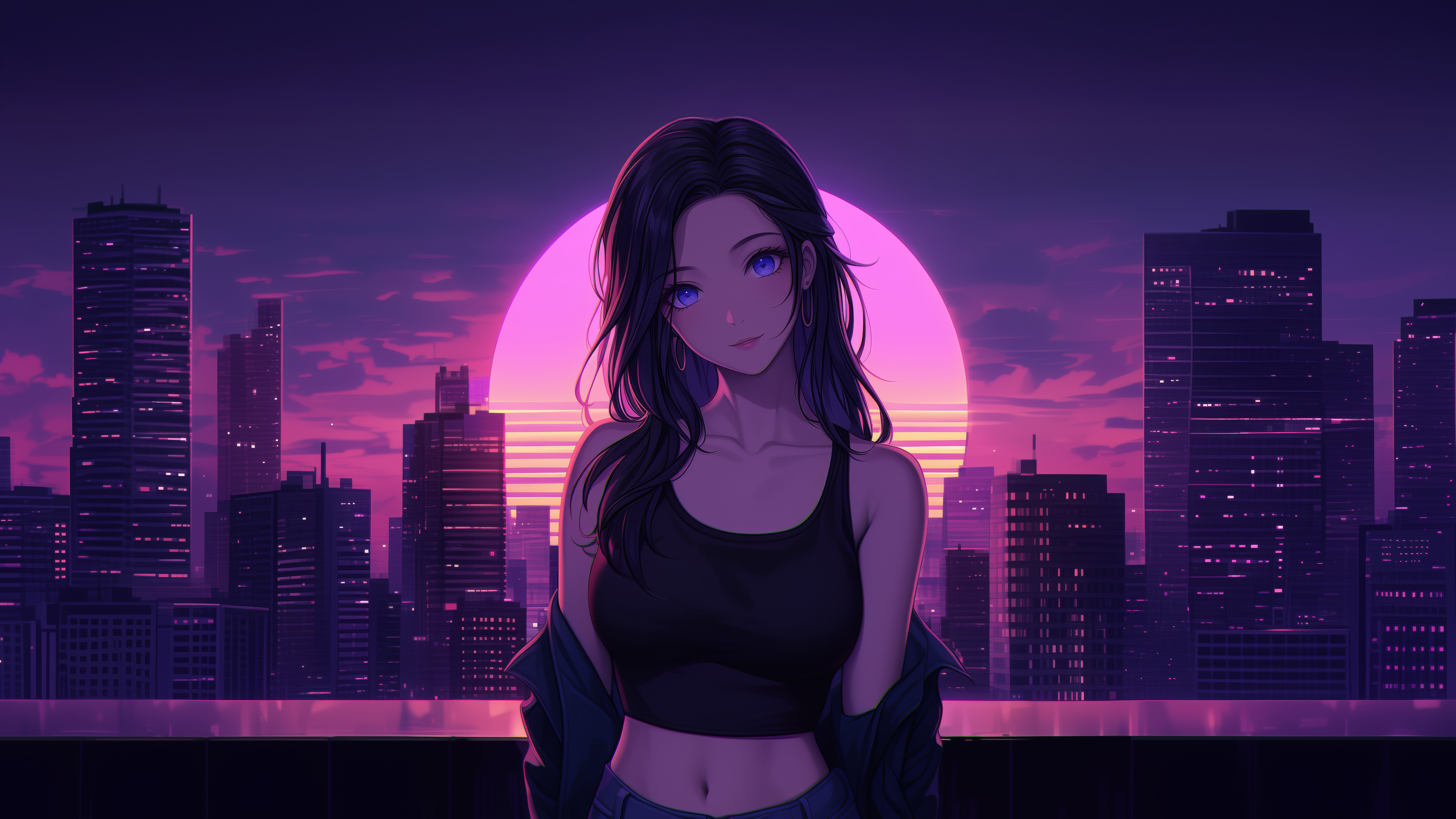 3440x1440 Stunning Anime Girl With Bright Blue Eyes UltraWide Quad HD ...