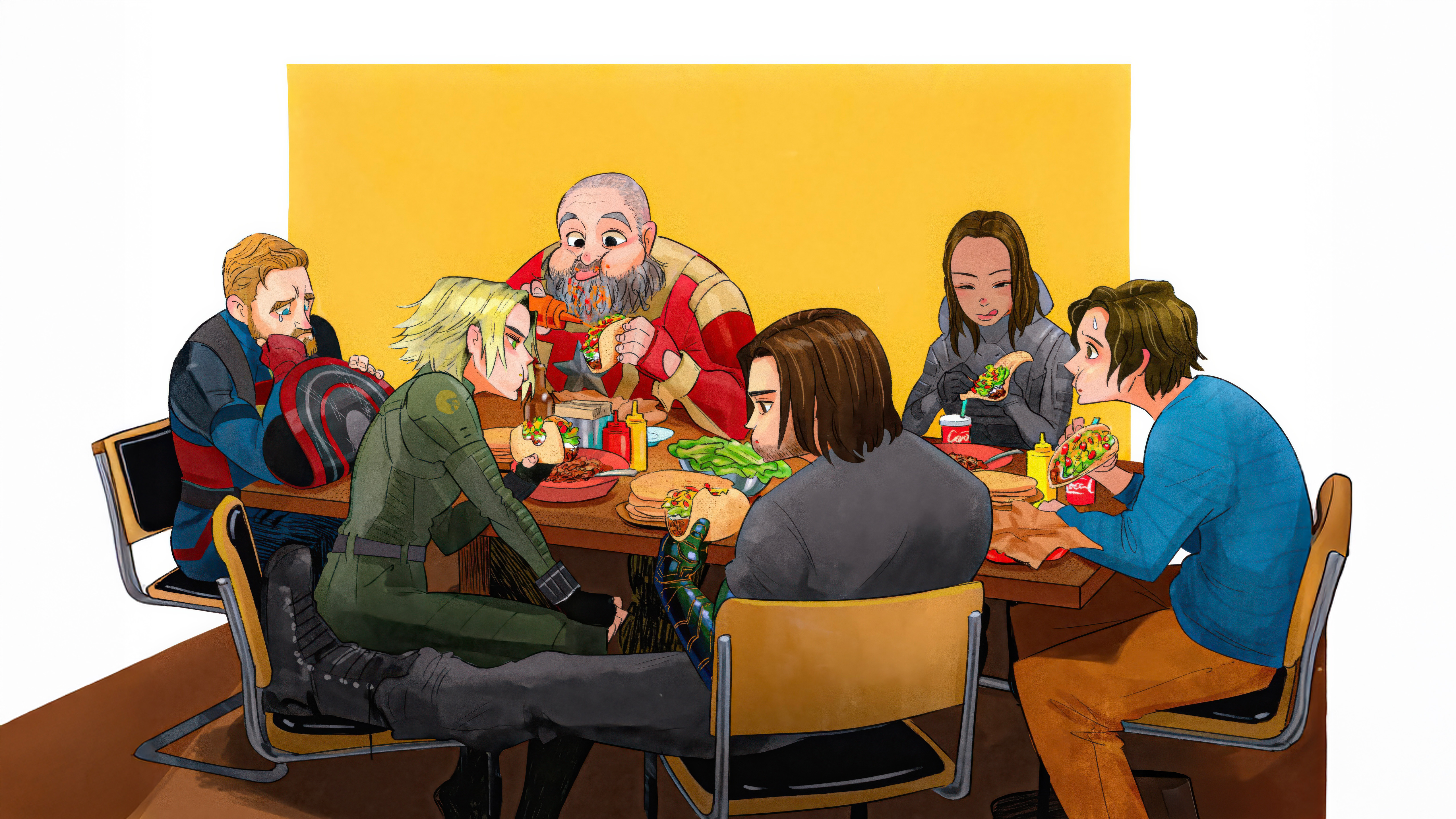 5120x2880 Thunderbolts Team Eating After The Win 5K ,HD 4k Wallpapers ...