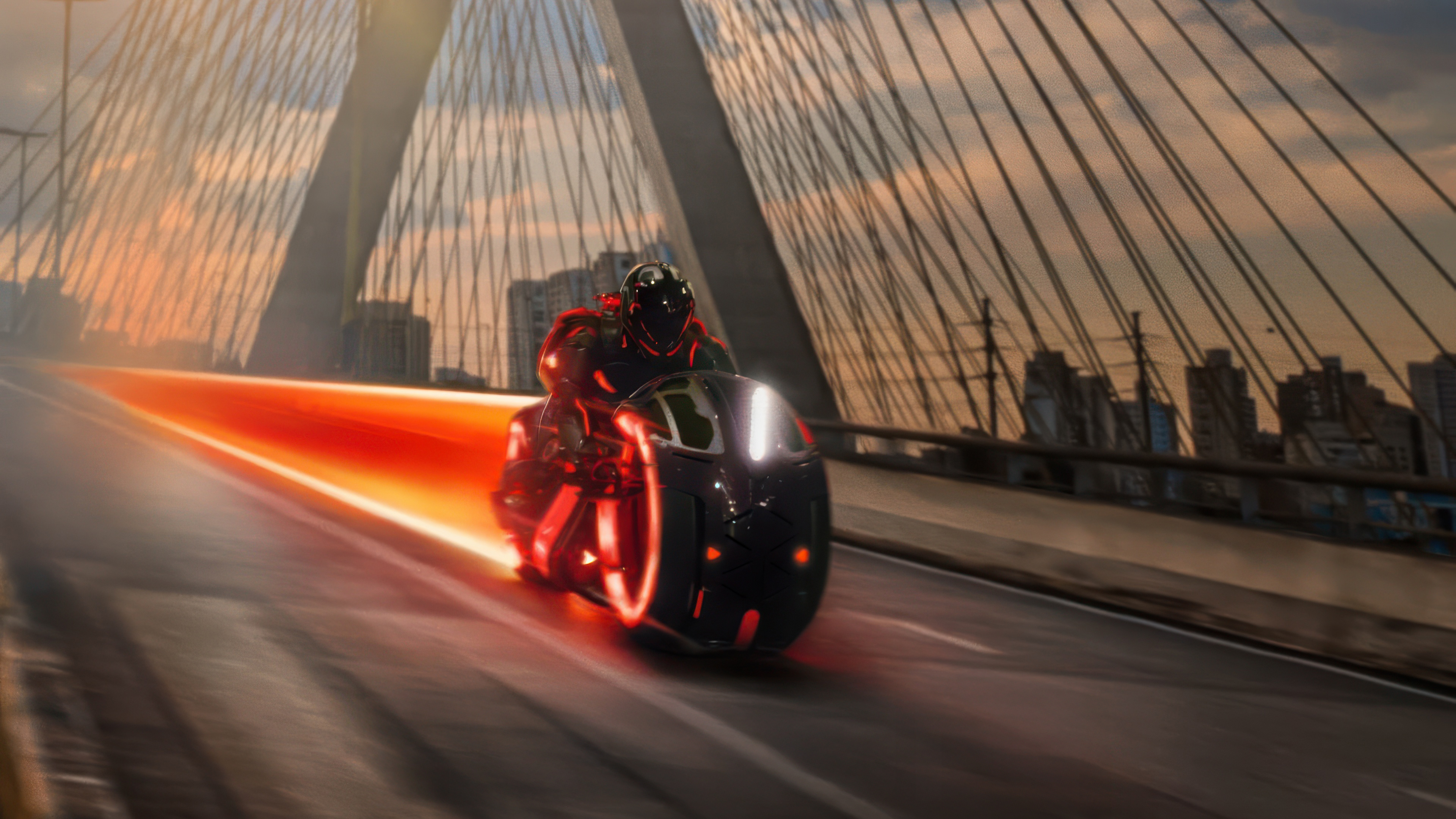 Tron Ares Sentinel Bike On A Bridge Wallpaper,HD Movies Wallpapers,4k Wallpapers,Images ...