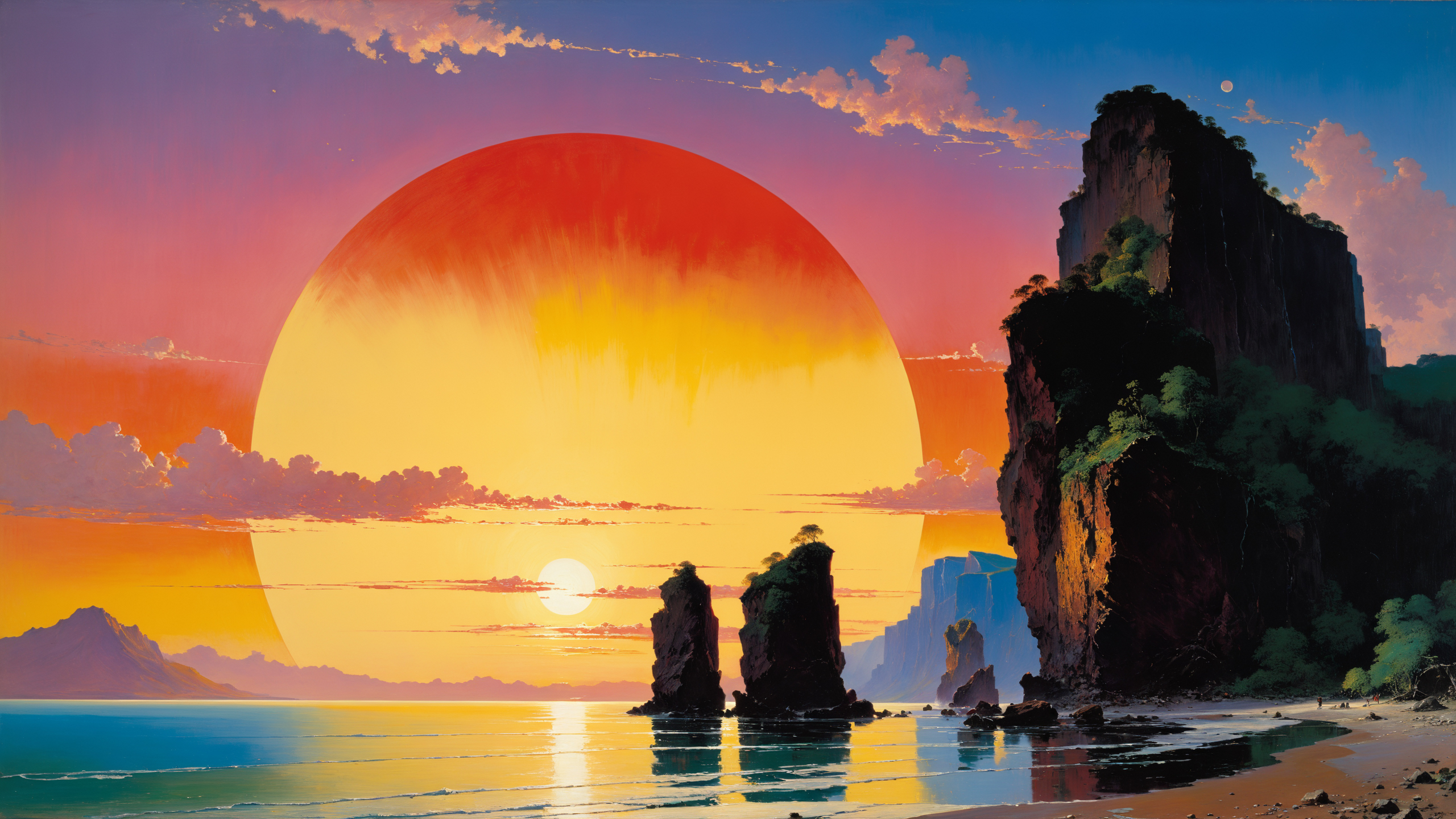 Tropical Sunset With Rock Formations Wallpaper,HD Artist Wallpapers,4k ...