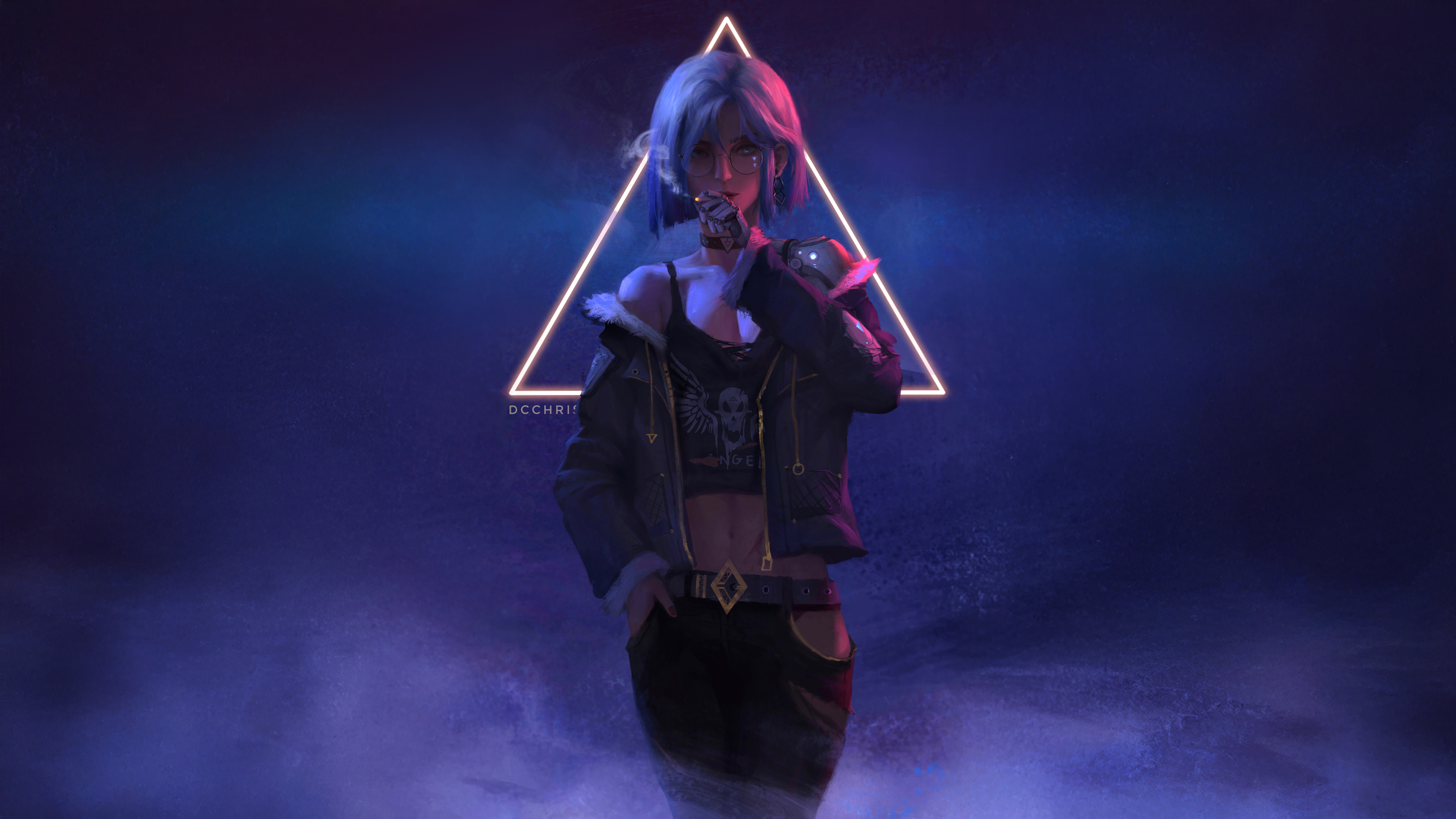 Urban Neon Triangle Cyberpunk Girl Wallpaper,HD Artist Wallpapers,4k ...